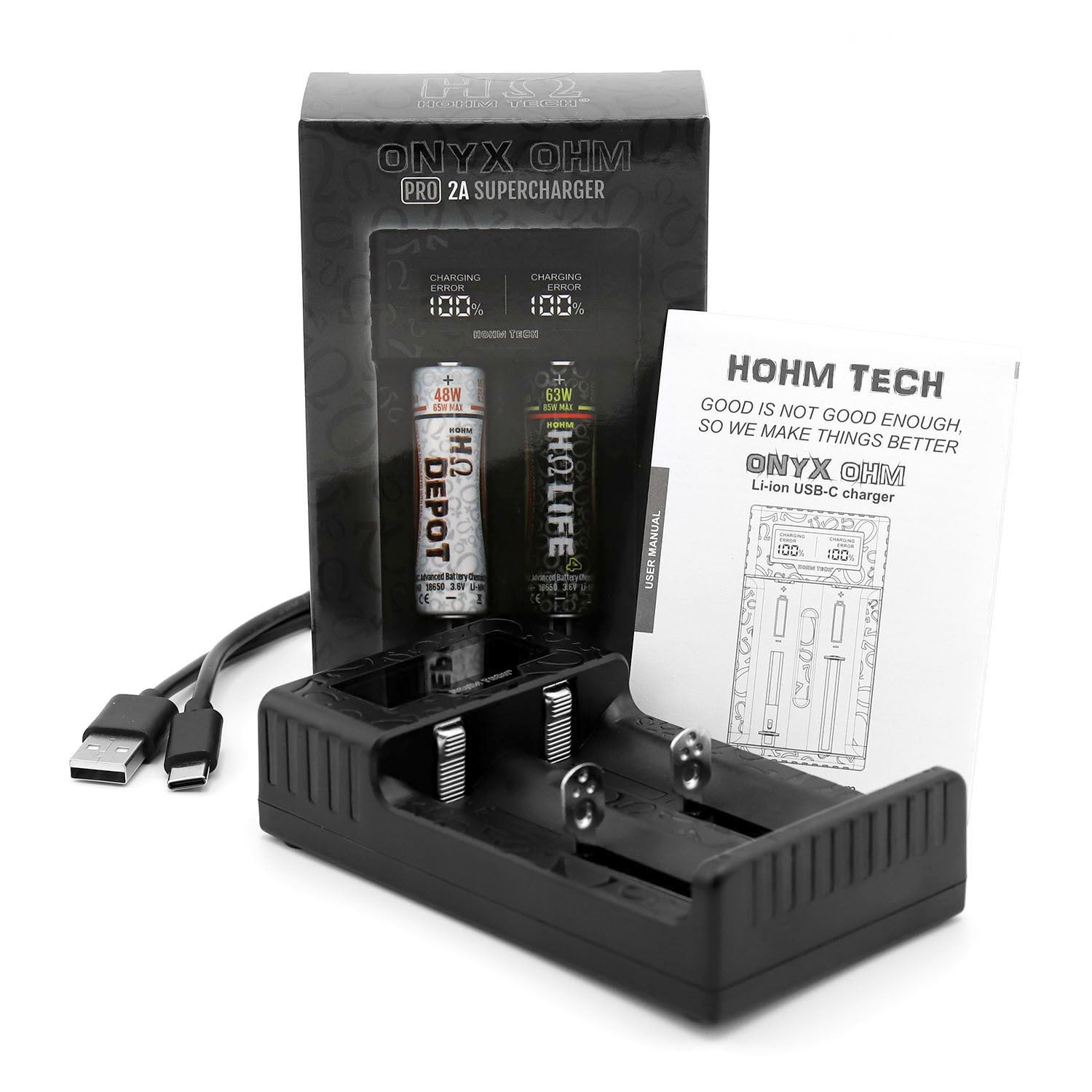 Hohm Tech Onyx Ohm 2A USB-C Charger | 2-bay – Stallion Marketing
